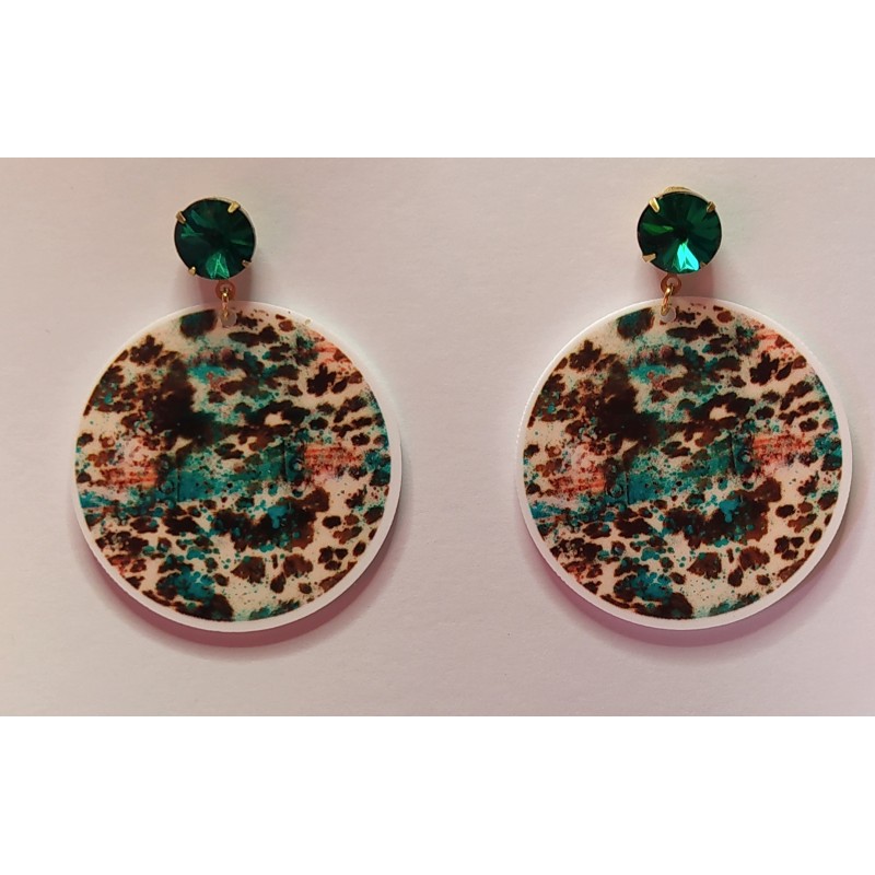 Pendientes animal print marron y turquesa